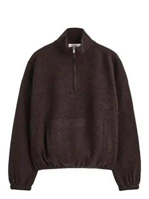 Cos Boiled Merino Wool Zip-up Sweater - Brown