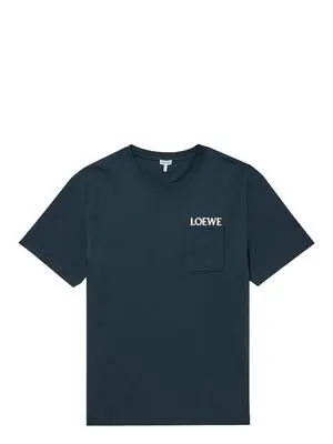 Loewe Logo-embroidered Cotton-jersey T-shirt - Blue