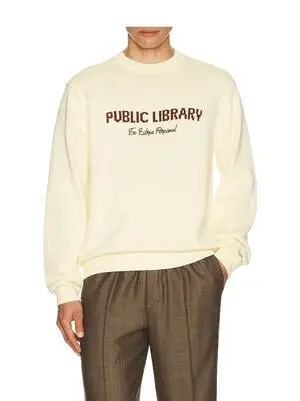 PERCIVAL Public Library Knitted Crew Jumper - Ecru