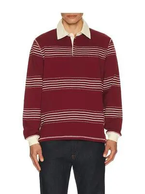 PERCIVAL Editor Striped Rugby Polo - Burgundy