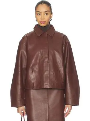 ST. AGNI Leather Cocoon Jacket - Rum