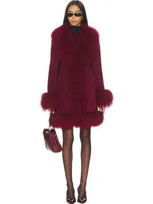 SUSANNA CHOW Dorothy Suede Midi Coat - Burgundy