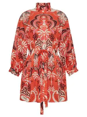 Cara Cara Beatrice Mini Dress - Palm Pavillion Coral