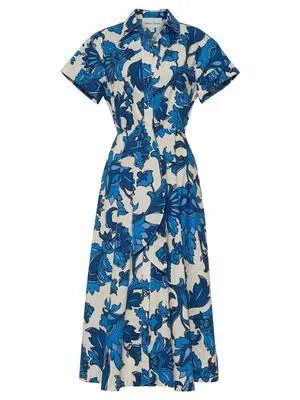 Cara Cara Asbury Printed Midi Shirtdress - Luna Blue