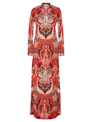 Cara Cara Clarence Printed Shirtdress - Palm Pavillion Coral