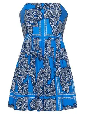 Cara Cara Torres Mini Dress - Carved Petals Cobalt
