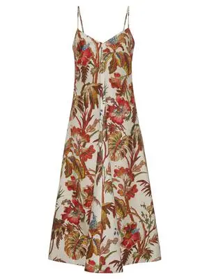 Cara Cara Mae Printed Midi Dress - Fauna Floral Ivory