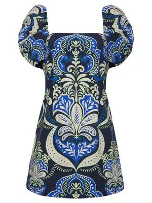 Cara Cara Kelly Mini Dress - Palm Pavillion Cobalt
