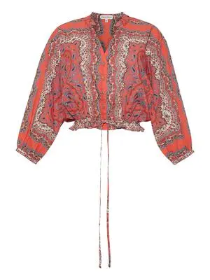 Cara Cara Perrin Printed Top - Paisley Scarf Coral
