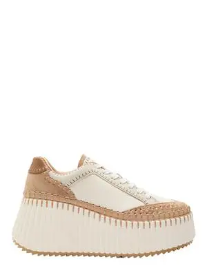 Chloé Nama 80 Panelled Leather Sneakers - Beige