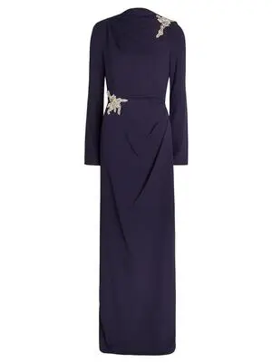 Erdem Crystal-embellished Crepe Gown - Navy
