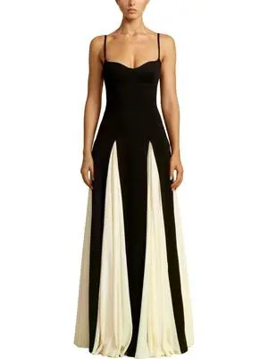 Arcina Ori Strappy Contrast Detail Maxi Dress - Black