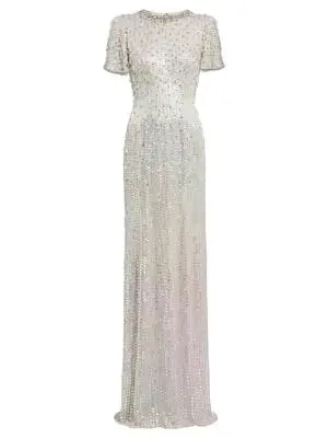 Jenny Packham Serenity Sequin-embellishment Gown - Neutrals