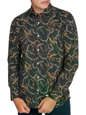 TINTORIA MATTEI 954 Chains-print Shirt - Green