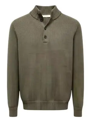 DIKTAT Buttoned Collared Sweater - Green
