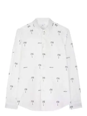 Paul Smith Palm-tree Print Shirt - White
