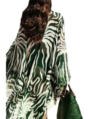 Johanna Ortiz Zebra-print Kimono - Green