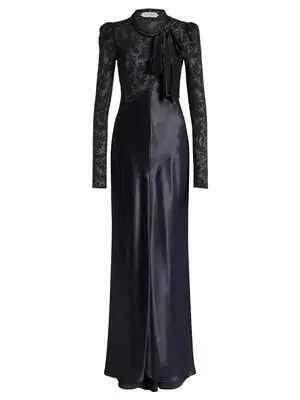Alberta Ferretti Lace-tie Maxi Dress - Black