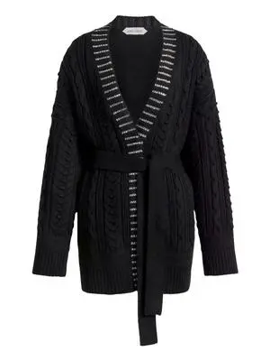 Alberta Ferretti Aran Cable-knit Cardigan - Black