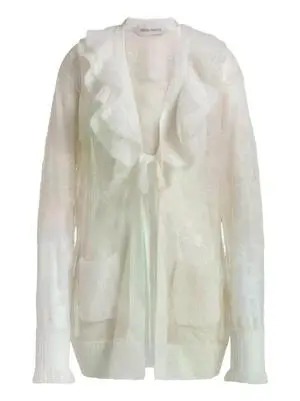 Alberta Ferretti Ruffled-collar Cardigan - Neutrals