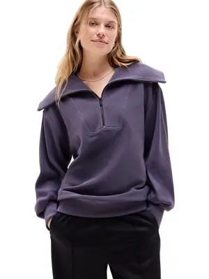 Athleta Ribbed Quarter Zip Sweatshirt - Twilight