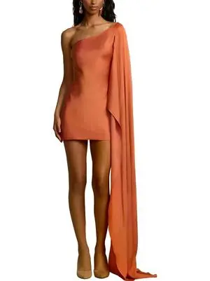 Arcina Ori Cyra One-shoulder Mini Dress - Orange