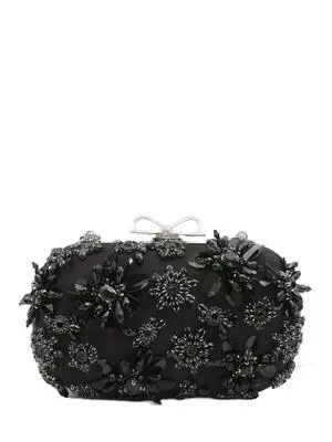 SELF-PORTRAIT Floral Crystal Clutch - Black