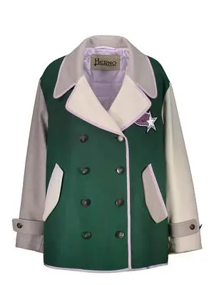 Herno Double-breasted Wide-collar Jacket - Green
