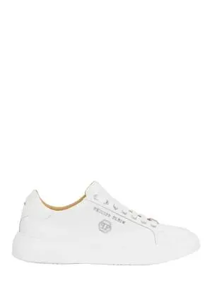 Philipp Plein Hexagon-Logo Leather Sneakers White