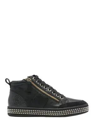 Geox Leelu Zip-up Embellished Sneakers - Black