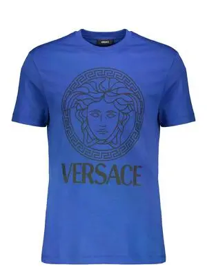 Versace Logo-print Crew-neck T-shirt - Blue