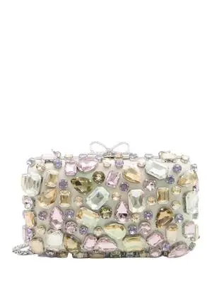 SELF-PORTRAIT Crystal-embellished Clutch - White