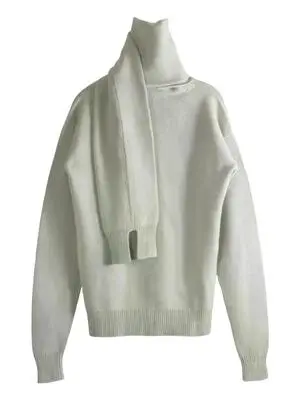 Calvin Klein Roll-neck Sweater With Scarf Detail - Grey
