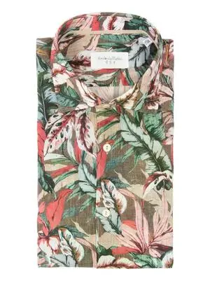 TINTORIA MATTEI 954 Foliage-print Shirt - Brown