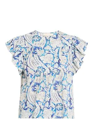 Ulla Johnson Sienna Flutter Sleeve Top - Ciel