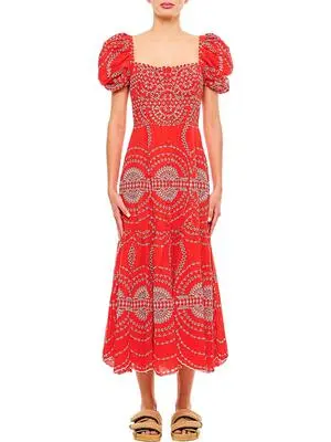 Charo Ruiz Ibiza Long Dress With Balloon Sleeves - Red