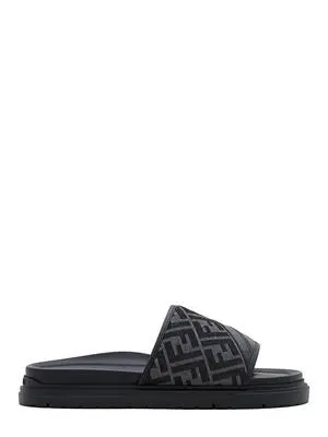 Fendi Ciabatta All Over Slides - Black