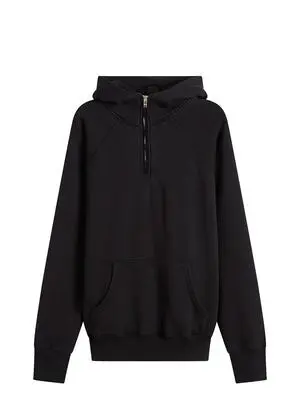 LES TIEN Heavyweight Half Zip Raglan Hoodie - Jet Black