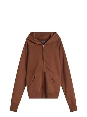 LES TIEN Heavyweight Raglan Zip Hoodie - Mahogany