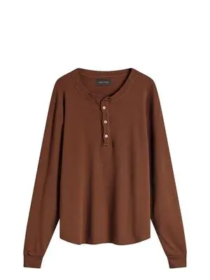 LES TIEN Thermal Baseball Henley - Mahogany