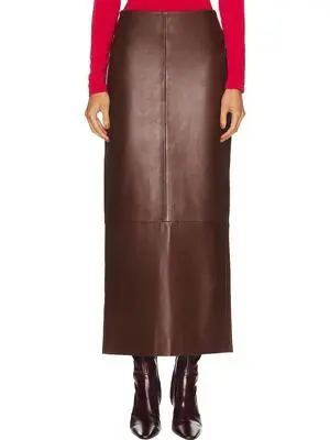 ST. AGNI Leather Column Skirt - Rum