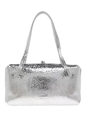 JIL SANDER Textured Leather Shoulder Bag - Silver
