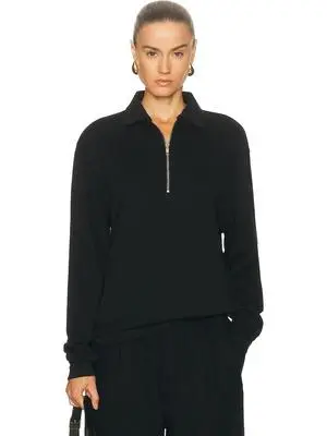 Eterne Zip-up Polo Sweatshirt - Black