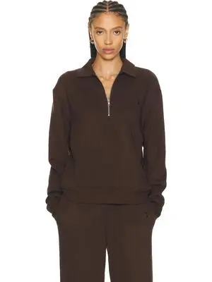 Eterne Zip-up Polo Sweatshirt - Espresso