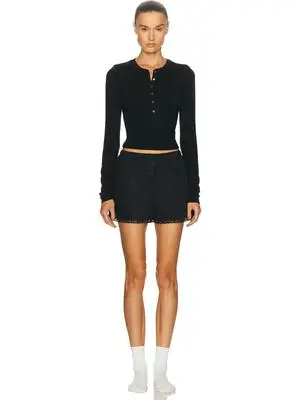 Eterne Long Sleeve Henley Top - Black