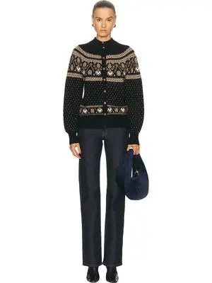 Khaite Marc Cashmere Cardigan - Black & Camel Multi