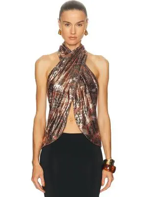 Johanna Ortiz Glimmering Frost Top - Black  Mocca  Sand  & Red
