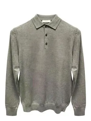 DIKTAT Buttoned Long-sleeve Polo Shirt - Grey