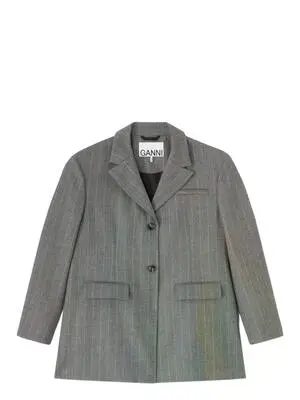 GANNI Pinstripe Blazer - Grey