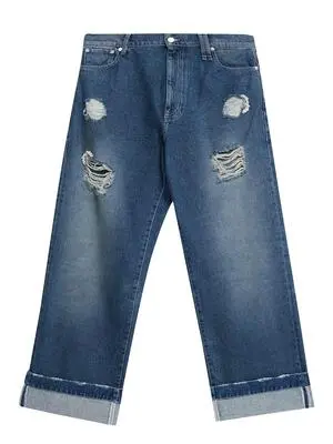 Simone Rocha Distressed Straight Cuffed Jeans - Blue